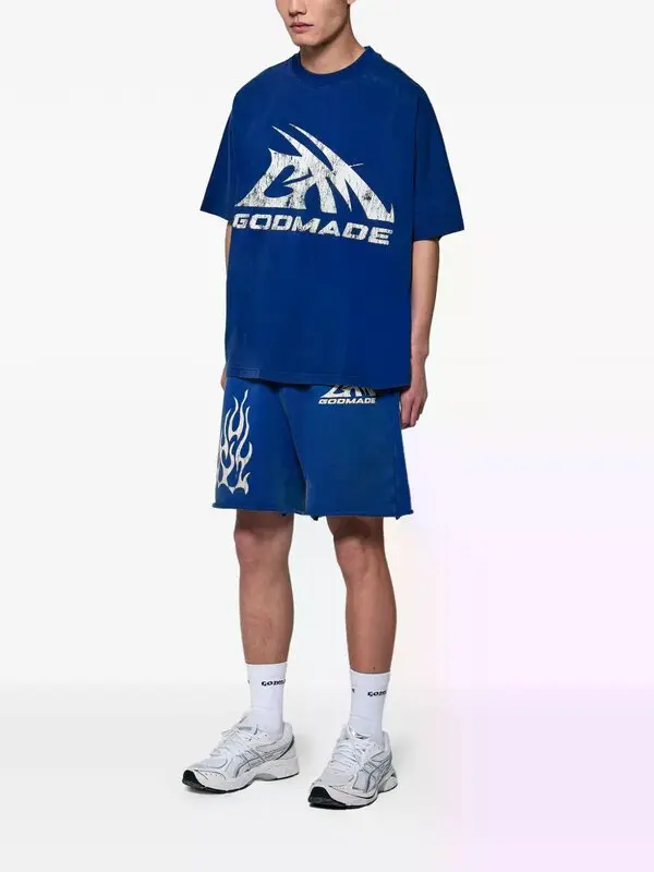 GODMADE Flame Motif Cotton Shorts