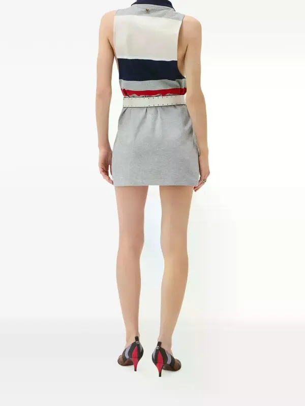 Versace Striped Cotton-jersey Mini Dress With Ribbed Collar