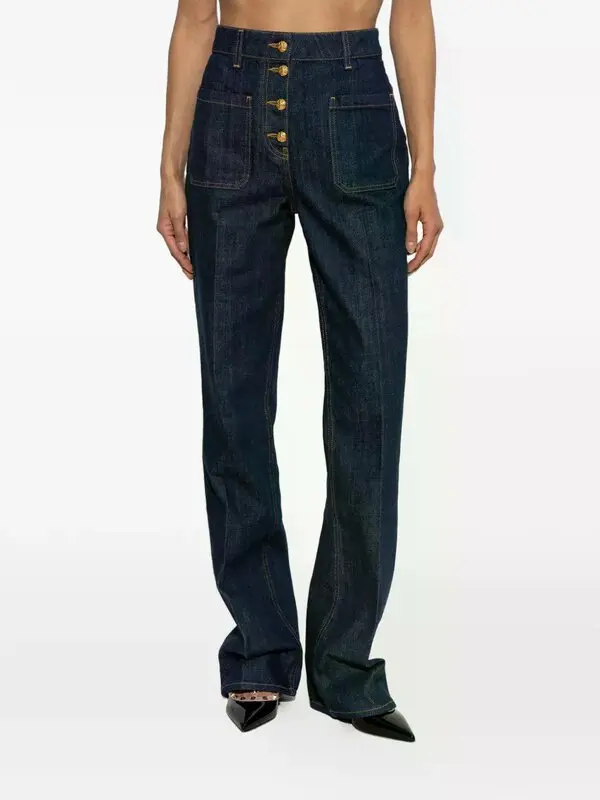 Valentino Garavani Button-embellished Straight-leg Jeans