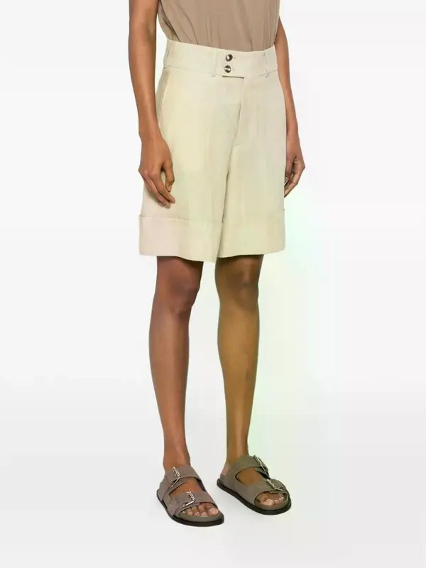 BERWICH Nadine Buttoned Turn-up Shorts - Neutrals