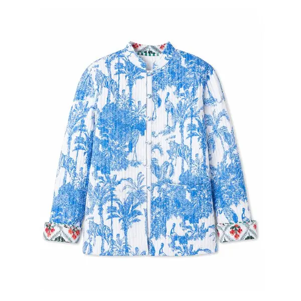 YUMI Reversible Cotton Quilted Jacket - Blue