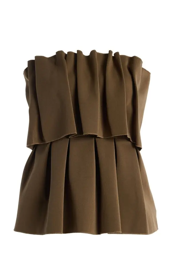 HOUSE OF DAGMAR Strapless Ruffled Top - Olive