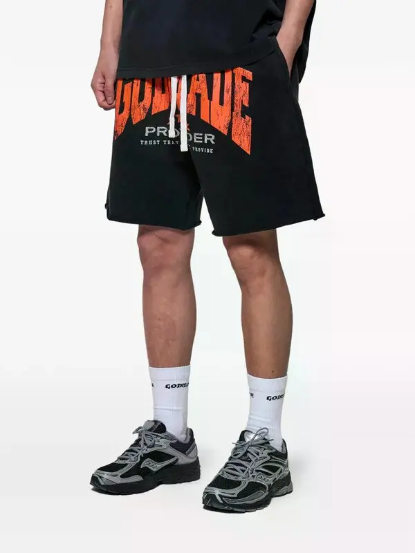 GODMADE Logo-print Raw-cut Shorts
