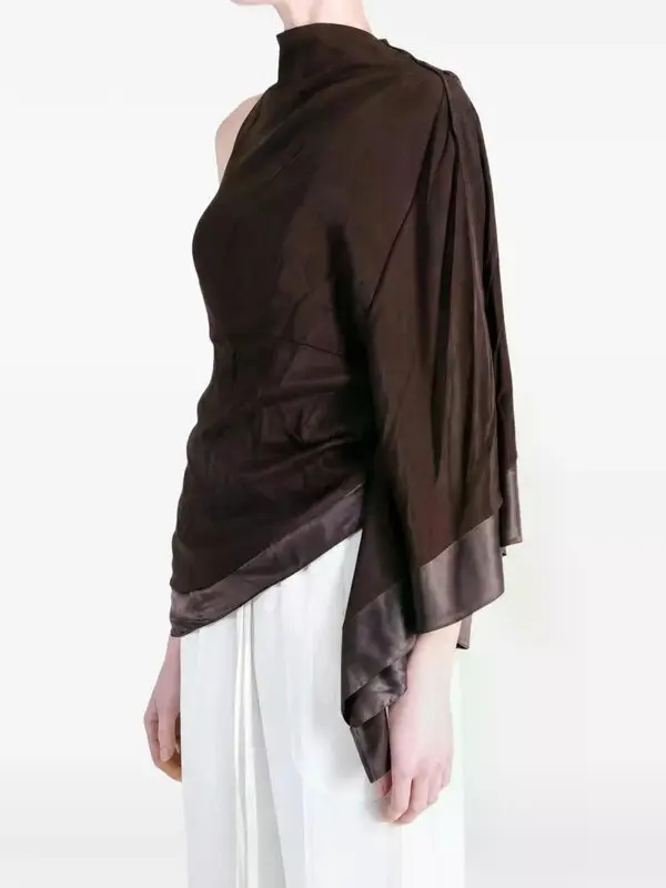 YANGKEHAN Asymmetric Draped High Neck Sleeveless Top
