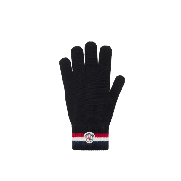 Moncler Tricolor Wool Gloves - Black