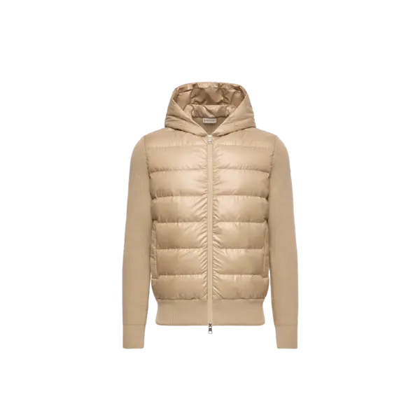 Moncler Padded Wool Zip-up Hoodie - Beige