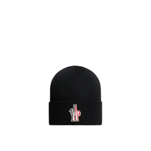 Moncler Rib Knit Wool Beanie - Black