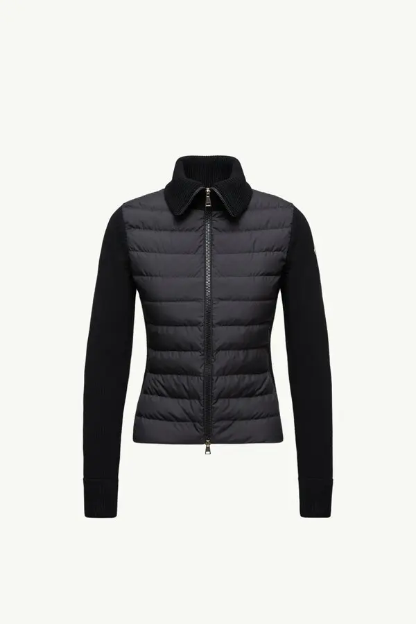 Moncler Padded Zip-up Wool Cardigan - Black