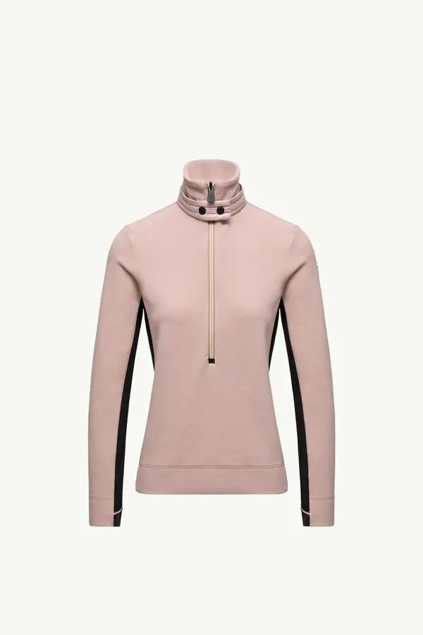 Moncler Half-zip Performance Fleece Top - Pink
