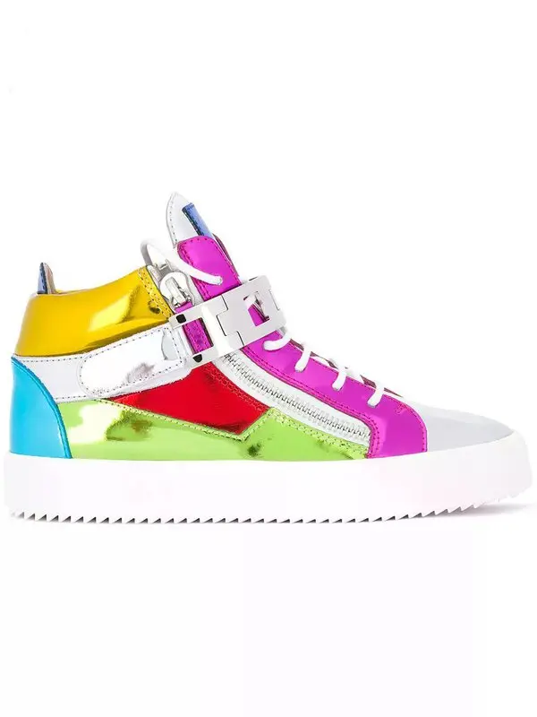 GIUSEPPE ZANOTTI Embellished Leather Sneakers - Multicolour
