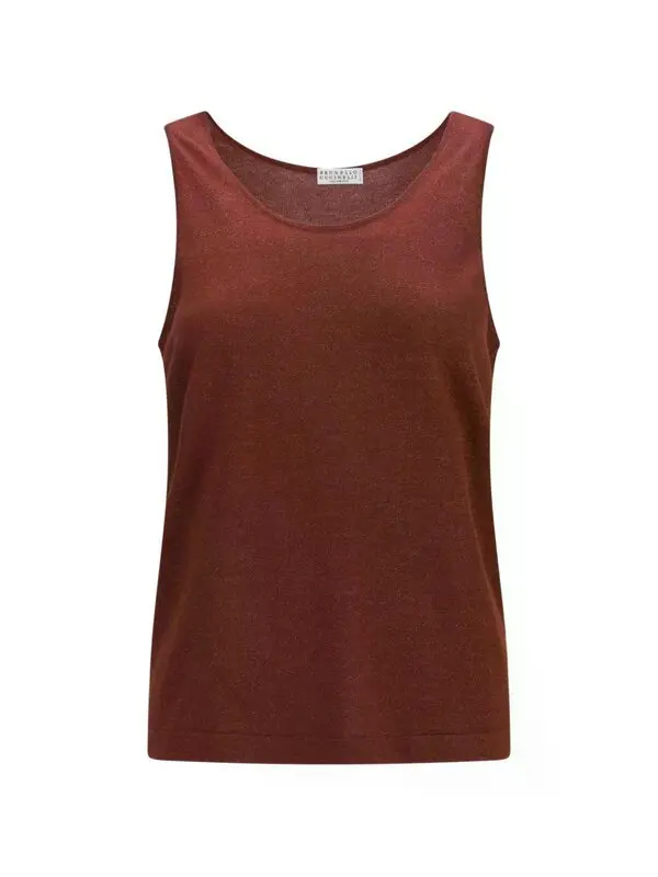 Brunello Cucinelli Knitted Metallic-effect Top - Red