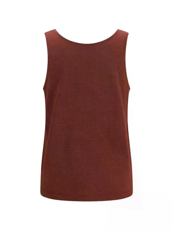 Brunello Cucinelli Knitted Metallic-effect Top - Red