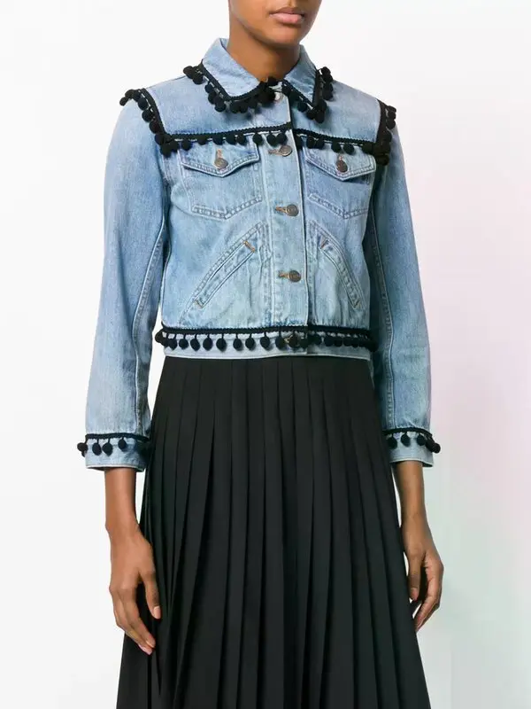 Marc Jacobs Pompom Embellished Denim Jacket