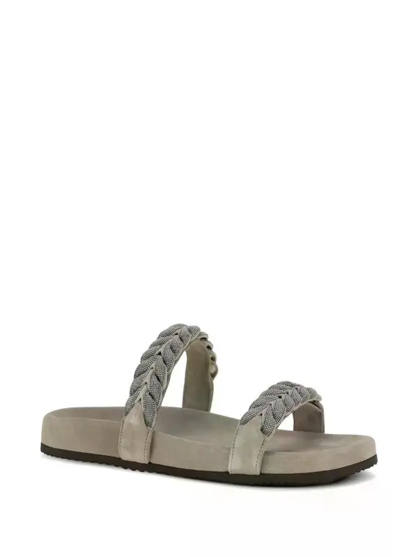 Brunello Cucinelli Laurel Leaf Monili-embellished Flat Sandals