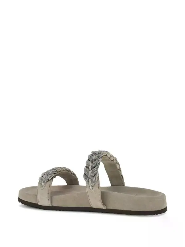 Brunello Cucinelli Laurel Leaf Monili-embellished Flat Sandals