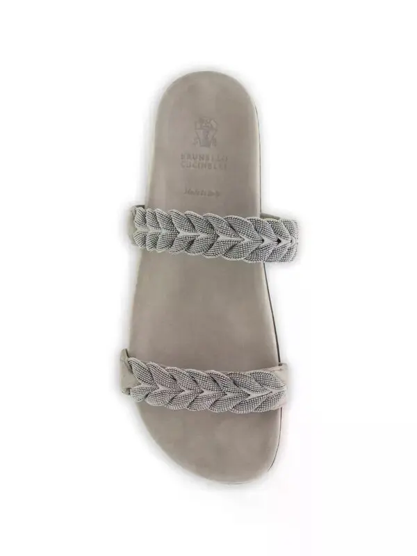 Brunello Cucinelli Laurel Leaf Monili-embellished Flat Sandals