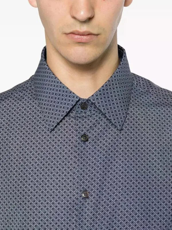 FERRAGAMO Geometric-print Long-sleeve Shirt
