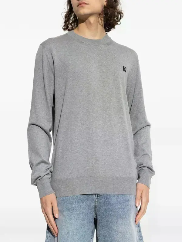 Balmain Silk And Cotton Jumper - Grey