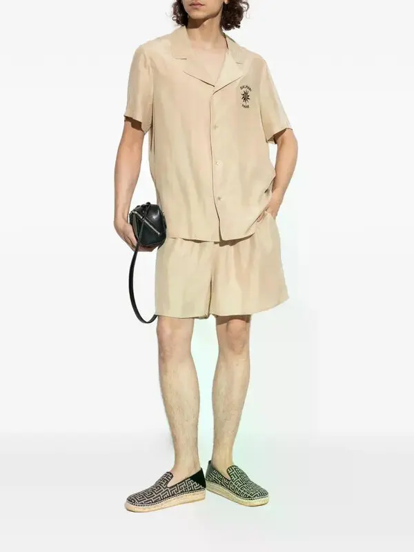 Balmain Logo-embroidered Camp-collar Shirt