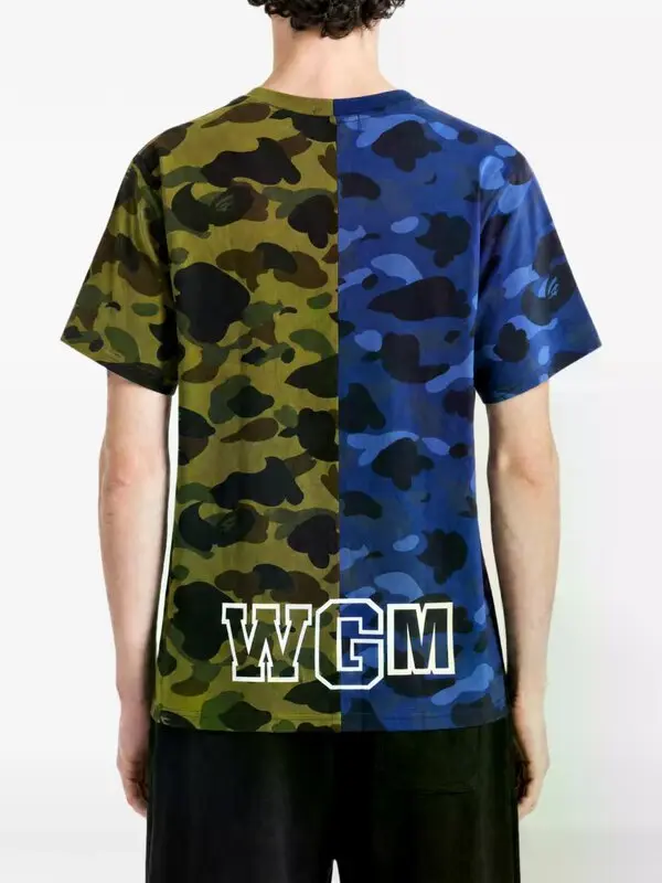 A BATHING APE Shark Camouflage-print T-shirt - Blue