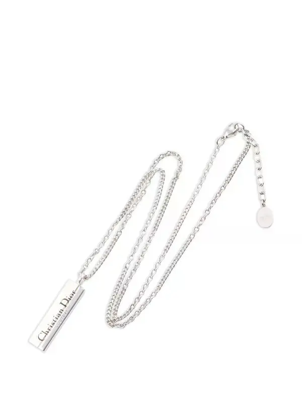 Dior Engraved Logo Cable-link Chain Necklace - Silver