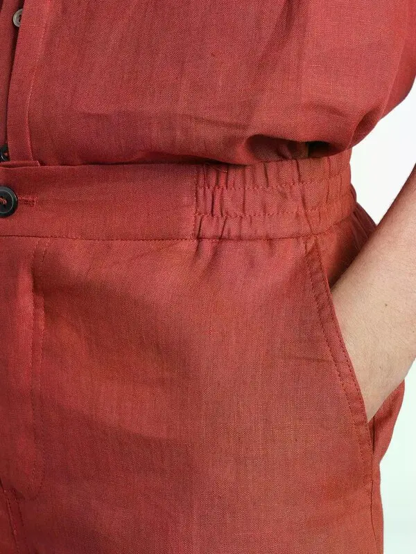 Alpha Studio Elasticated-waist Linen Shorts