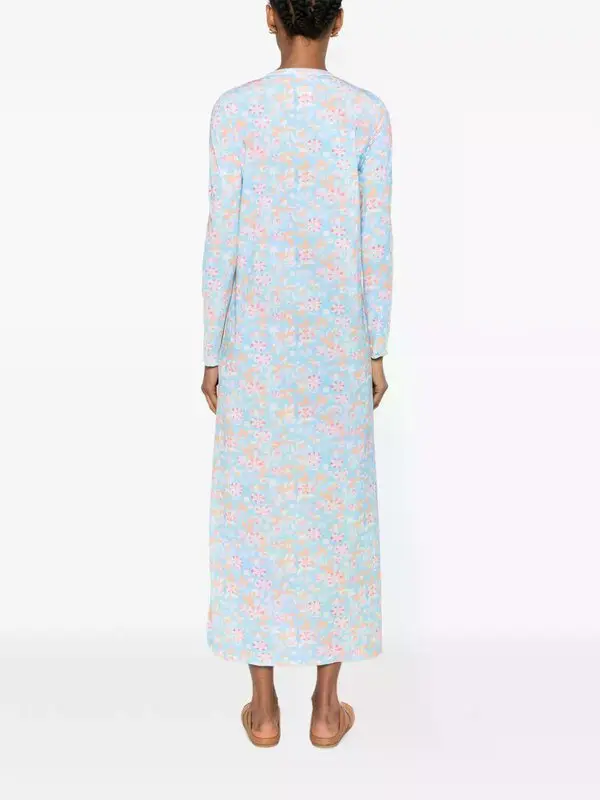 CALIBAN Floral Print Long Sleeve Midi Dress