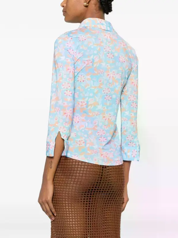 CALIBAN Floral Print Long Sleeve Shirt