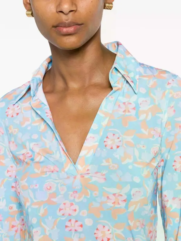 CALIBAN Floral Print Long Sleeve Shirt