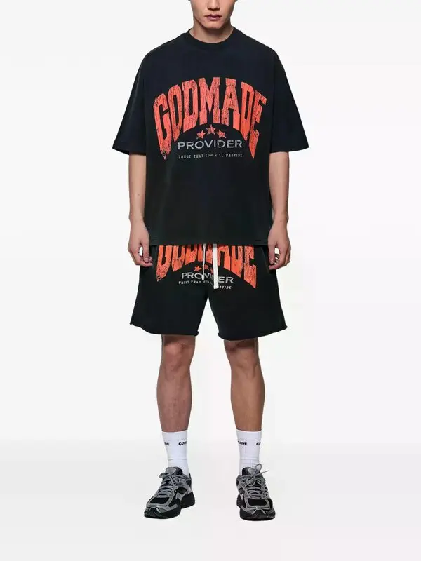 GODMADE Logo Print Raw-cut Shorts