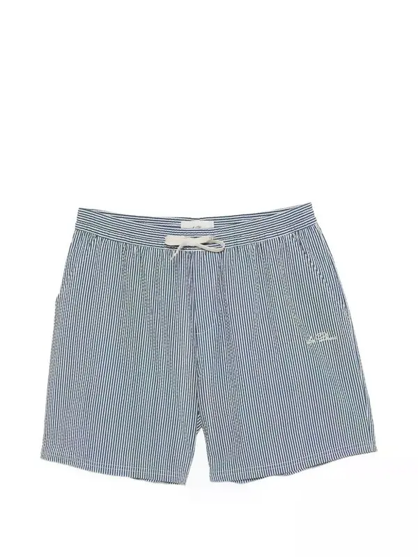 LES DEUX Striped Seersucker Swim Shorts