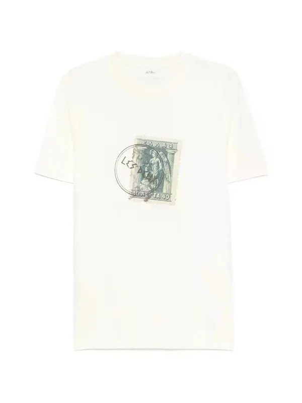 LES DEUX Stamp-print T-shirt - Neutrals