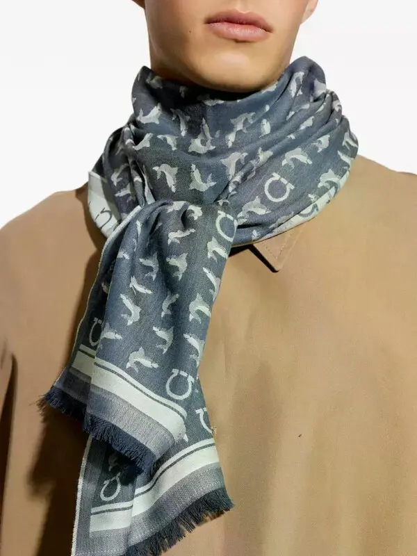 FERRAGAMO Gancini Dolphin-print Scarf