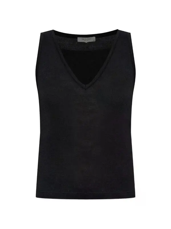 Rag & Bone Knit V-neck Top - Black