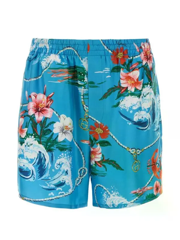 Gucci Floral Print Silk Bermuda Shorts