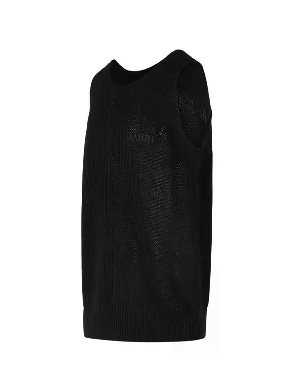 Amiri Logo-embroidered Mesh-knit Tank Top - Black