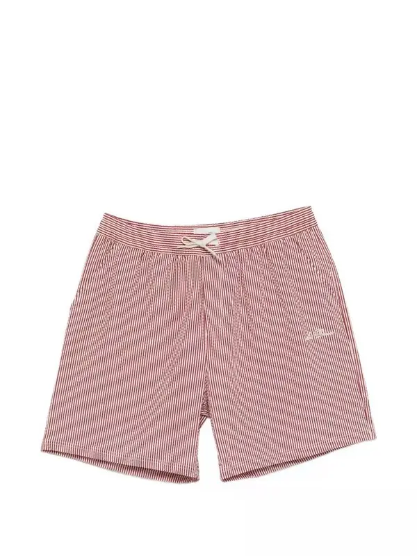 LES DEUX Striped Seersucker Swim Shorts