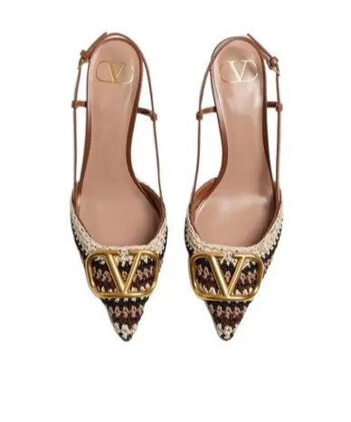 Valentino Garavani Vlogo Signature Pointed Toe Slingback Pumps