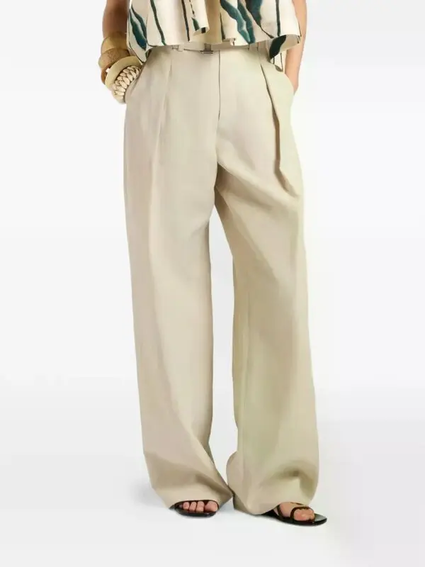 Liviana Conti Belted Pleated Trousers - Neutrals