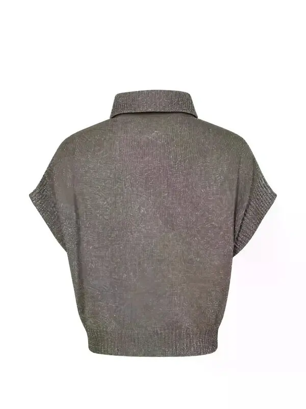 D.exterior Cable-knit Polo Shirt