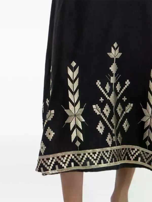Greek Archaic Kori Embroidered Sleeveless Midi Dress