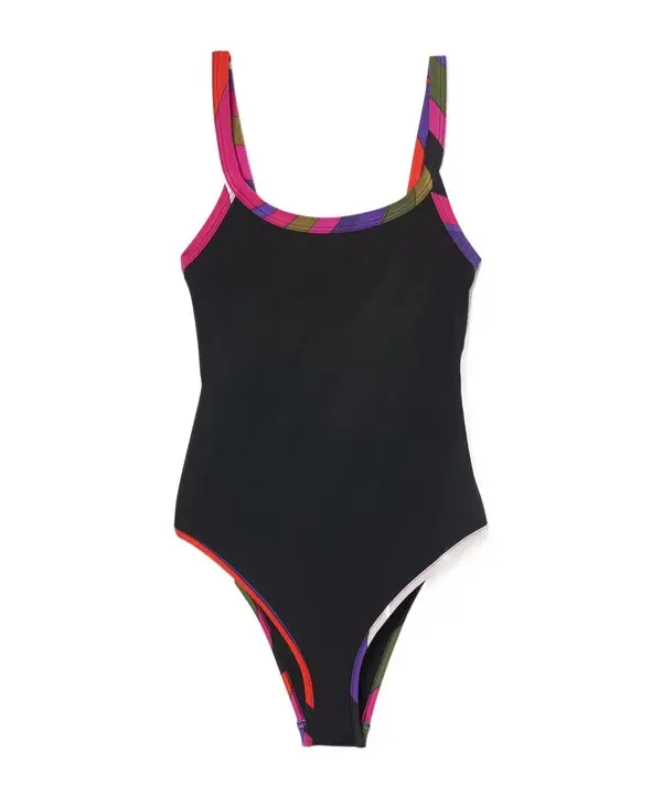 Emilio Pucci Printed Trim Swimsuit - Black