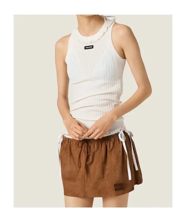 Miu Miu Silk Openwork Tank Top