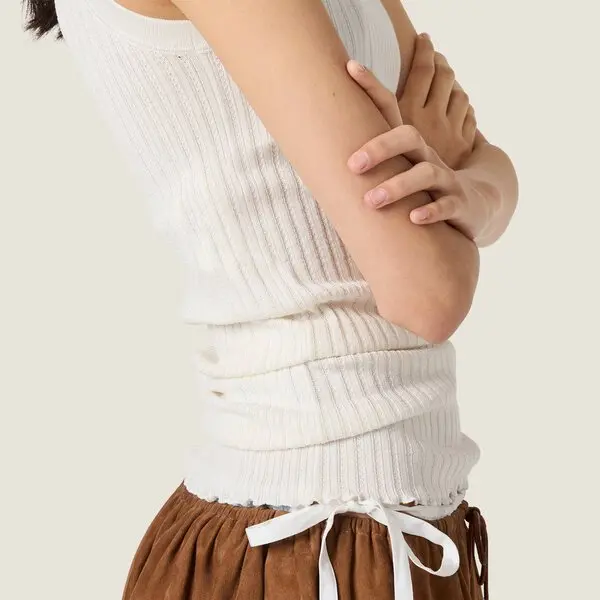 Miu Miu Silk Openwork Tank Top