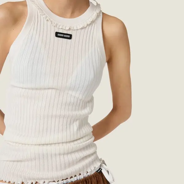 Miu Miu Silk Openwork Tank Top