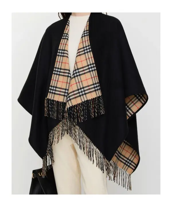 Burberry Checked Fringed-edge Cape