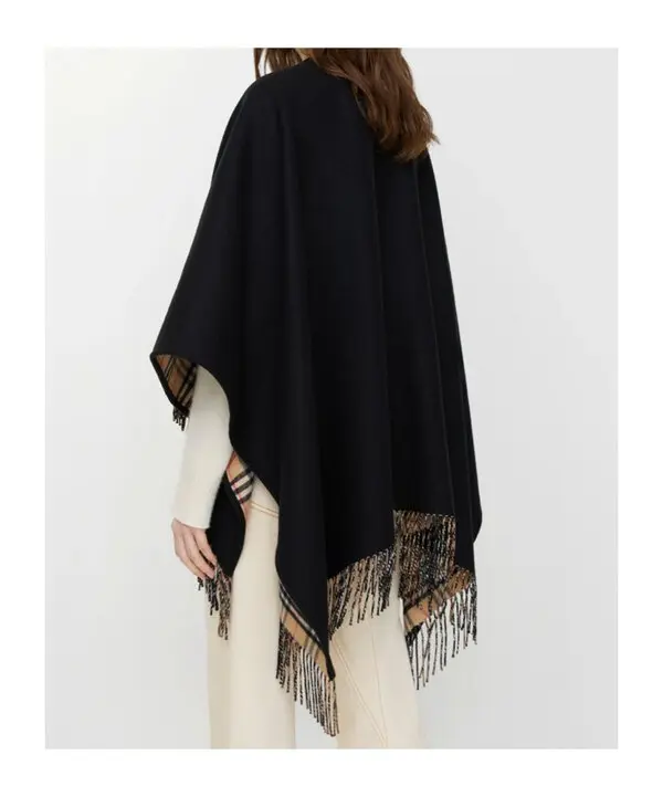 Burberry Checked Fringed-edge Cape