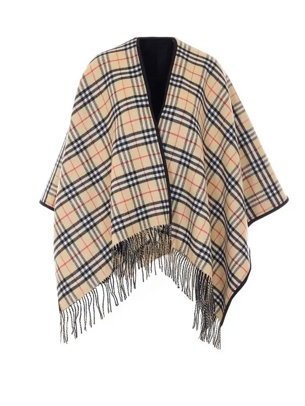 Burberry Checked Fringed-edge Cape