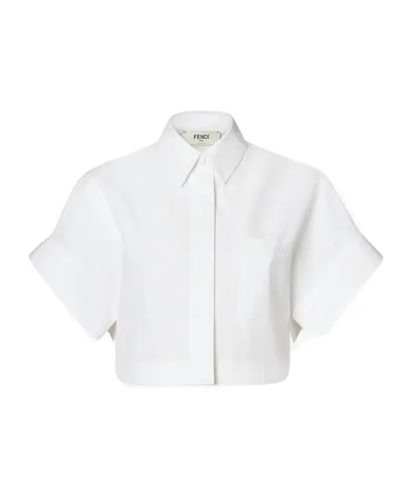 Fendi Cropped Cocoon Sleeve Shirt - White