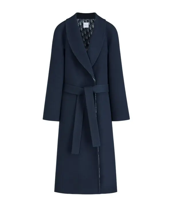 Dior Belted Shawl-collar Coat - Dark Navy